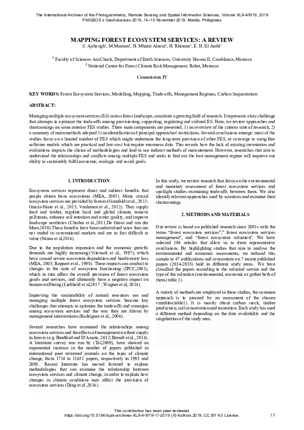 Pdf Mapping Forest Ecosystem Services A Review