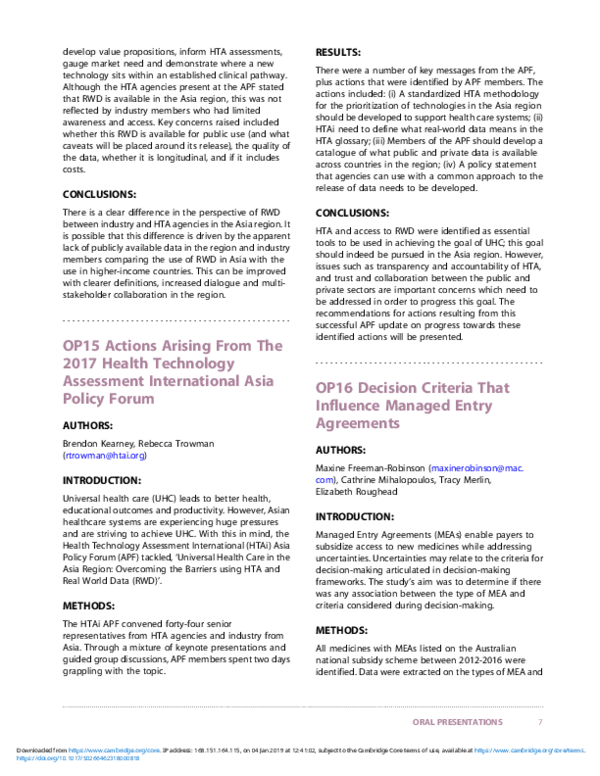 (PDF) OP16 Decision Criteria That Influence Managed Entry Agreements | Maxine Robinson ...