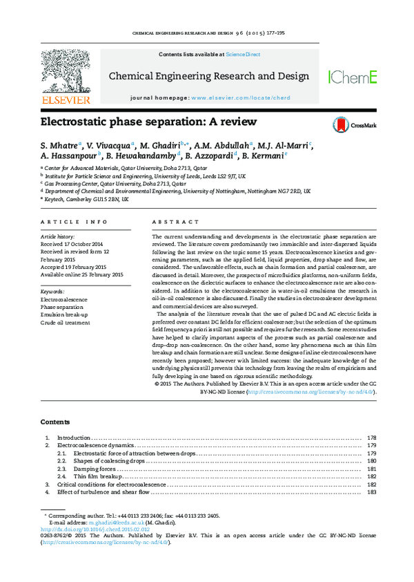 (PDF) Electrostatic phase separation: A review