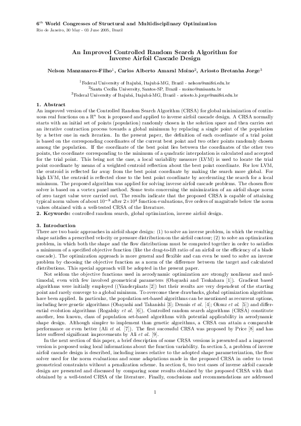 (PDF) An improved controlled random search algorithm for inverse airfoil cascade design