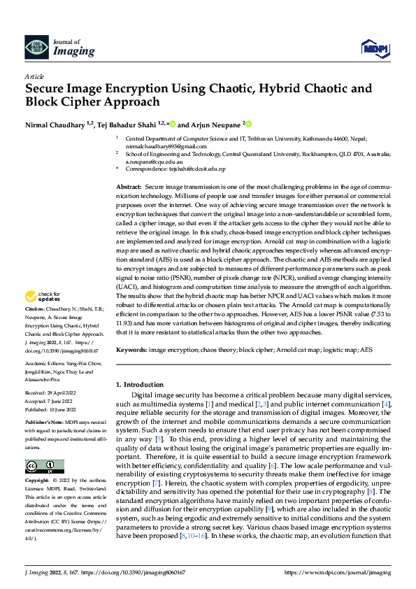 (PDF) Secure Image Encryption Using Chaotic, Hybrid Chaotic and Block Cipher Approach