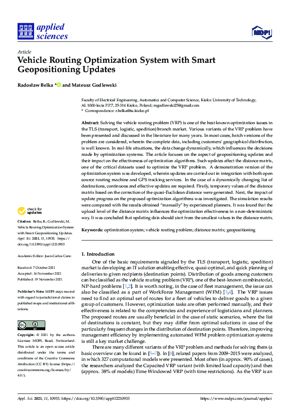 (PDF) Vehicle Routing Optimization System with Smart Geopositioning ...