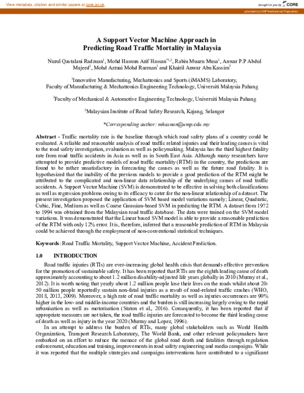 (PDF) A support vector machine approach in predicting road traffic ...