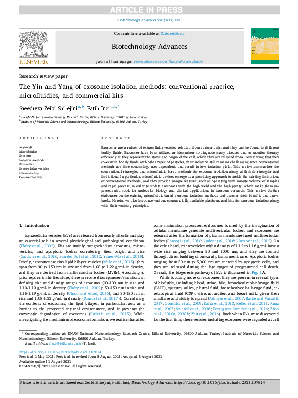 (PDF) The Yin and Yang of exosome isolation methods: conventional ...