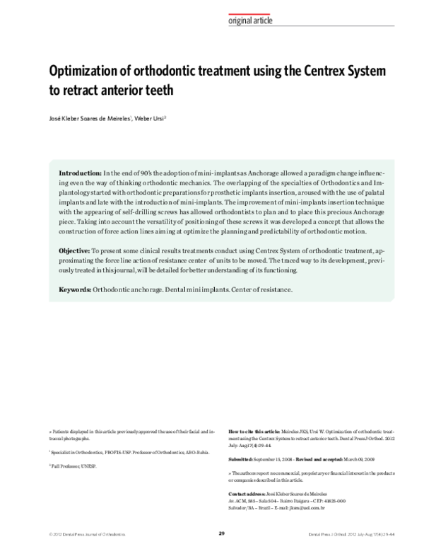 (PDF) Optimization of orthodontic treatment using the Centrex System to ...