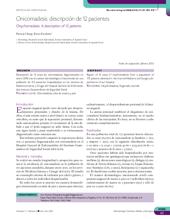 (PDF) Onicomadesis: descripción de 12 pacientes