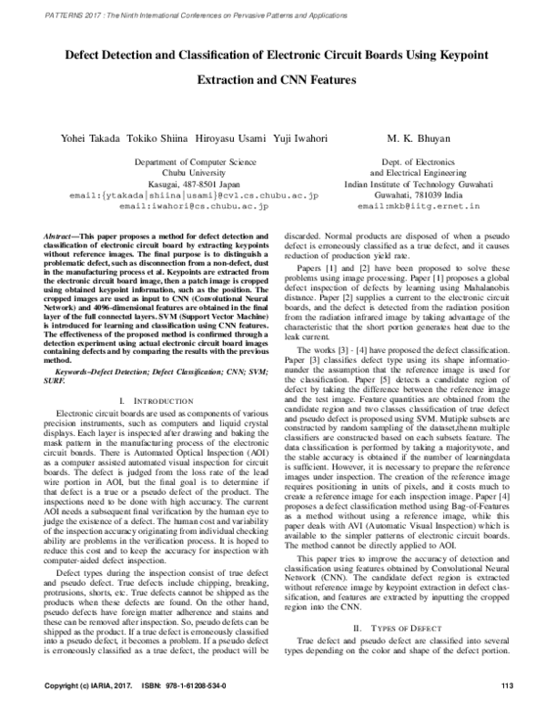 Pdf Defect Detection And Classification Of Electronic Circuit Boards Using Keypoint Extraction