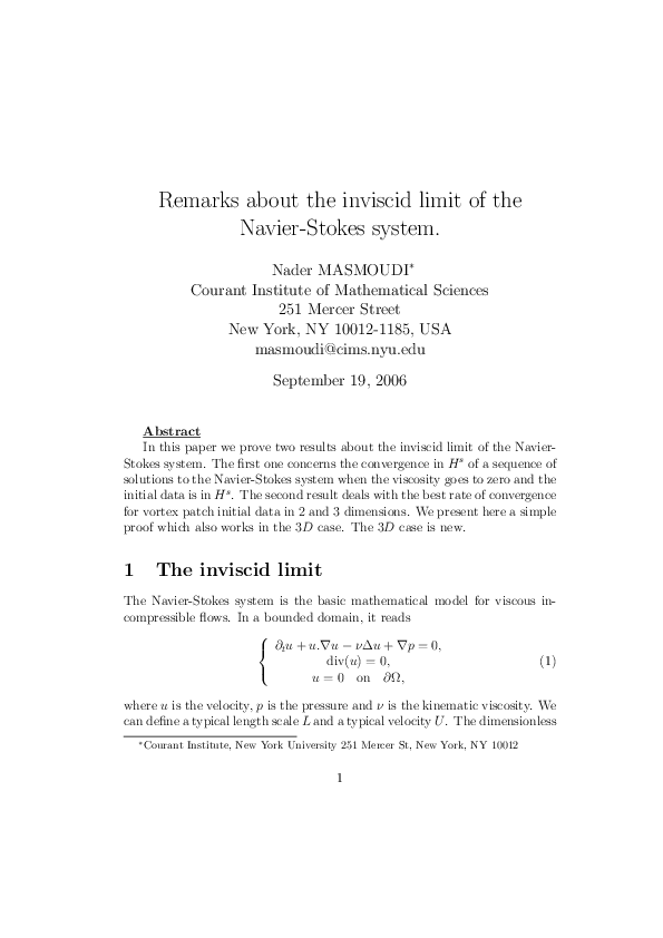 Remarks about the Inviscid Limit of the Navier–Stokes System
