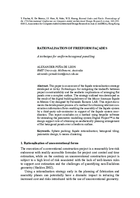 (PDF) Rationalisation of freeform façades: A technique for uniform ...