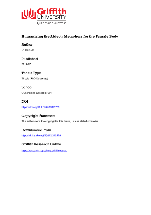 (PDF) Humanising the Abject: Metaphors for the Female Body