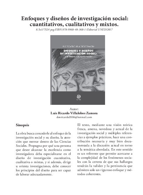 (PDF) Enfoques y diseños de investigación social: cuantitativos, cualitativos y mixtos