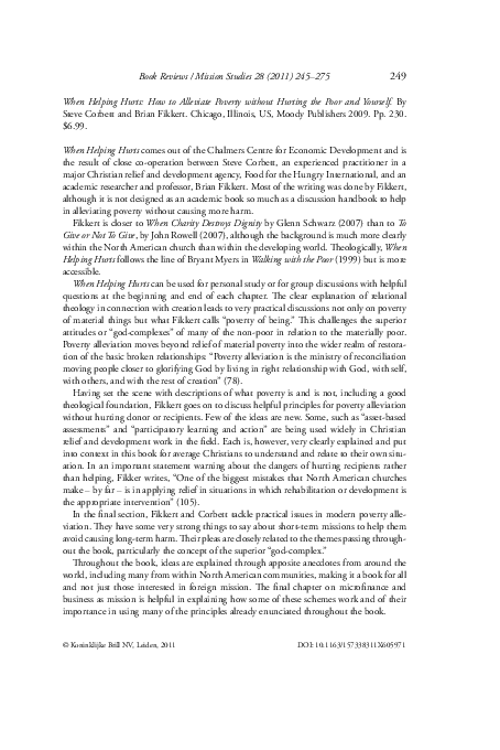 (PDF) When Helping Hurts: How to Alleviate Poverty without Hurting the ...