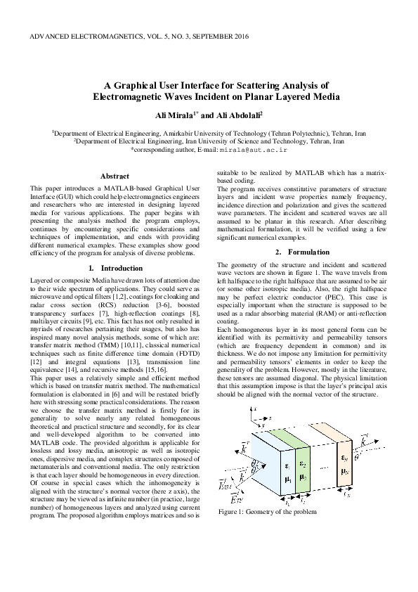 (PDF) A Graphical User Interface for Scattering Analysis of Electromagnetic Waves Incident on ...