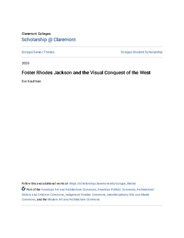 (PDF) Foster Rhodes Jackson and the Visual Conquest of the West