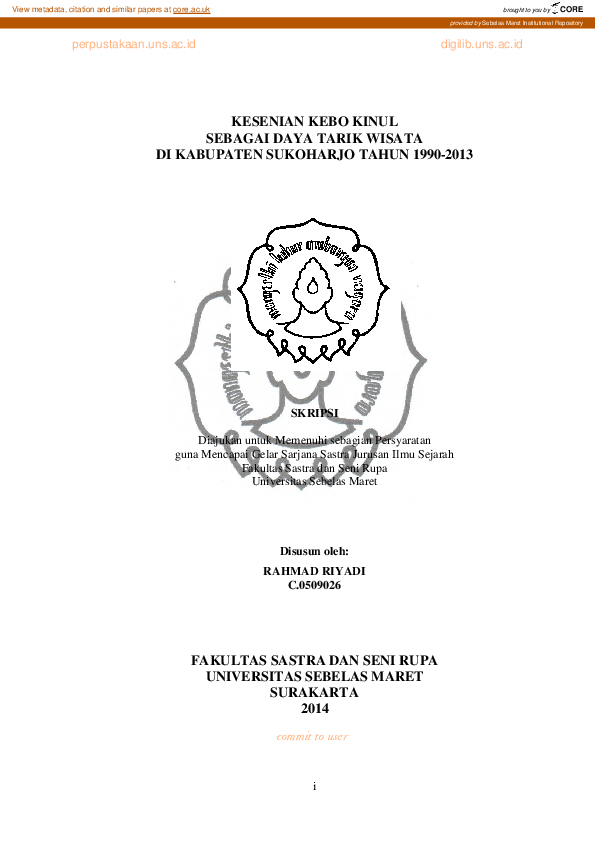 (PDF) Kesenian kebo kinul sebagai daya tarik wisata di Kabupaten ...