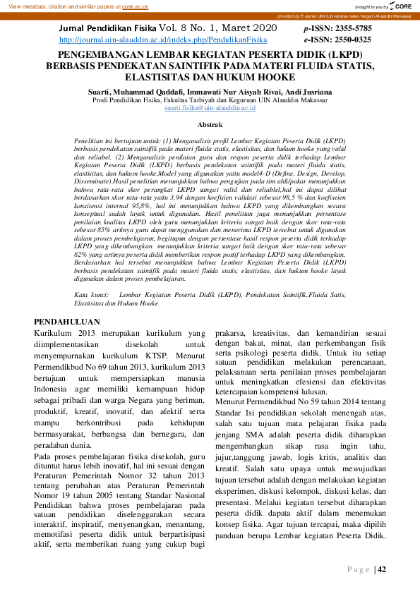 (PDF) Pengembangan Lembar Kegiatan Peserta Didik (LKPD) Berbasis Pendekatan Saintifik Pada ...