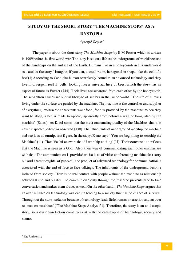 (PDF) Study of the Short Story “The Machine Stops” as a Dystopia