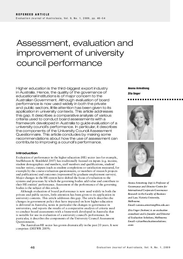 (PDF) Assessment, Evaluation and Improvement of University Council ...