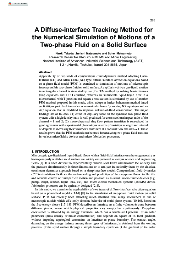 (PDF) A Diffuse-interface Tracking Method for the Numerical Simulation of Motions of a Two-phase ...