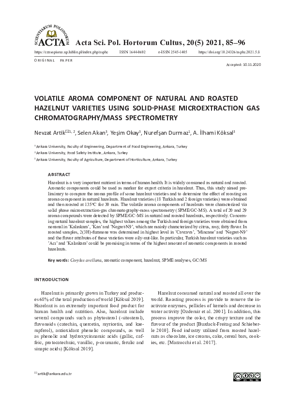 (PDF) Volatile aroma component of natural and roasted hazelnut ...