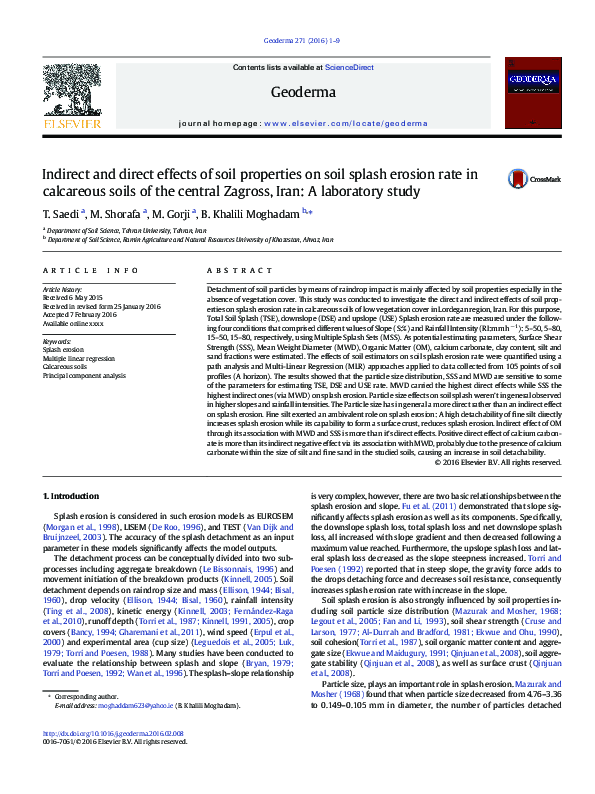 (PDF) Indirect and direct effects of soil properties on soil splash ...