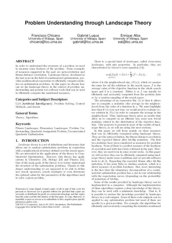 (PDF) Problem understanding through landscape theory