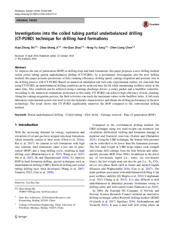 (PDF) Investigations into the coiled tubing partial underbalanced ...
