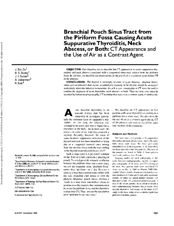 (PDF) Branchial pouch sinus tract from the piriform fossa causing acute ...