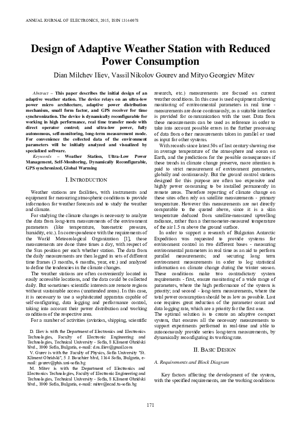 (PDF) Design of Adaptive Weather Station with Reduced Power Consumption