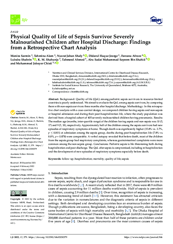 (PDF) Physical Quality of Life of Sepsis Survivor Severely Malnourished ...