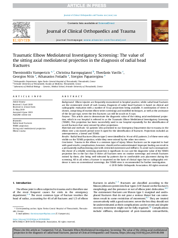 (PDF) Traumatic Elbow Mediolateral Investigatory Screening: The value ...
