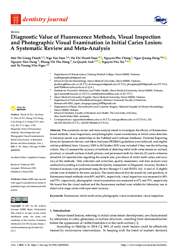 Pdf Diagnostic Value Of Fluorescence Methods Visual Inspection And Photographic Visual