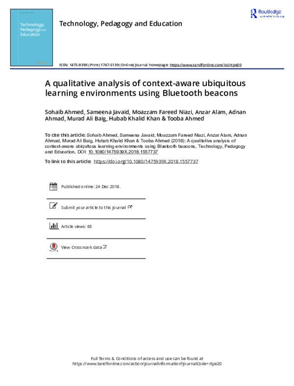 Pdf A Qualitative Analysis Of Context Aware Ubiquitous Learning