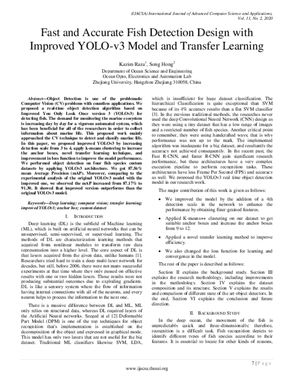(PDF) Fast and Accurate Fish Detection Design with Improved YOLO-v3 ...
