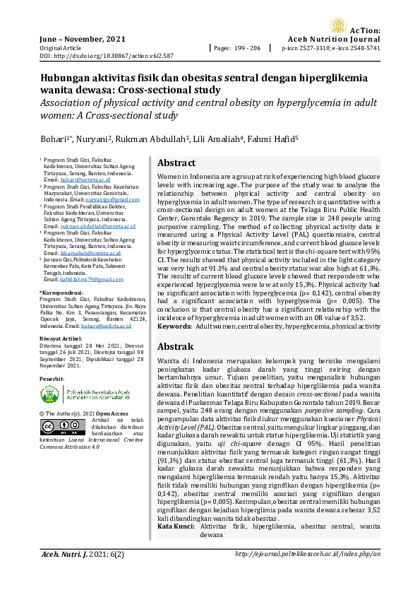 (PDF) Hubungan aktivitas fisik dan obesitas sentral dengan ...