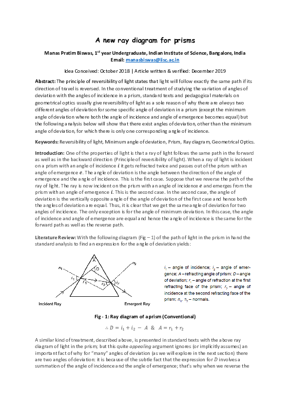 (PDF) A new ray diagram for prisms