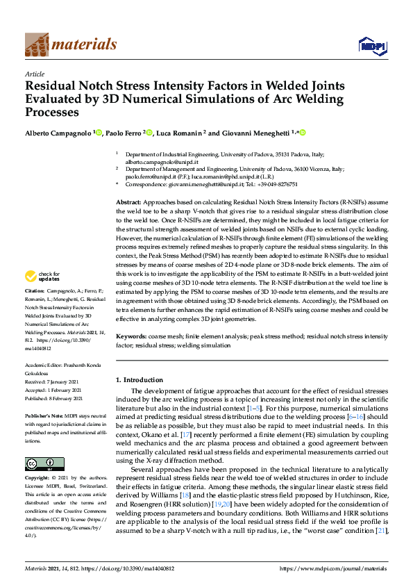 (PDF) Residual Notch Stress Intensity Factors in Welded Joints ...