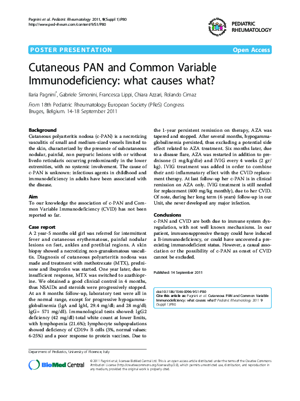 (PDF) Cutaneous PAN and Common Variable Immunodeficiency: what causes what?