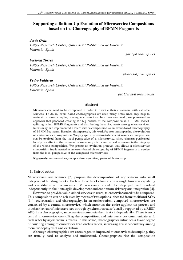 (PDF) Supporting a Bottom-Up Evolution of Microservice Compositions Based on the Choreography of ...