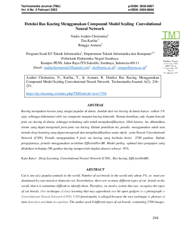(PDF) Deteksi Ras Kucing Menggunakan Compound Model Scaling ...