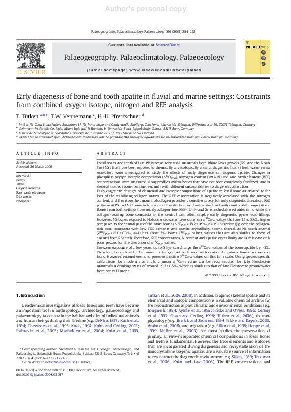 (PDF) Early diagenesis of bone and tooth apatite in fluvial and marine ...