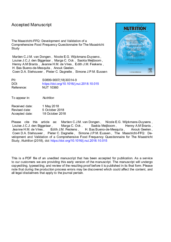 (PDF) The Maastricht FFQ: Development and validation of a comprehensive ...