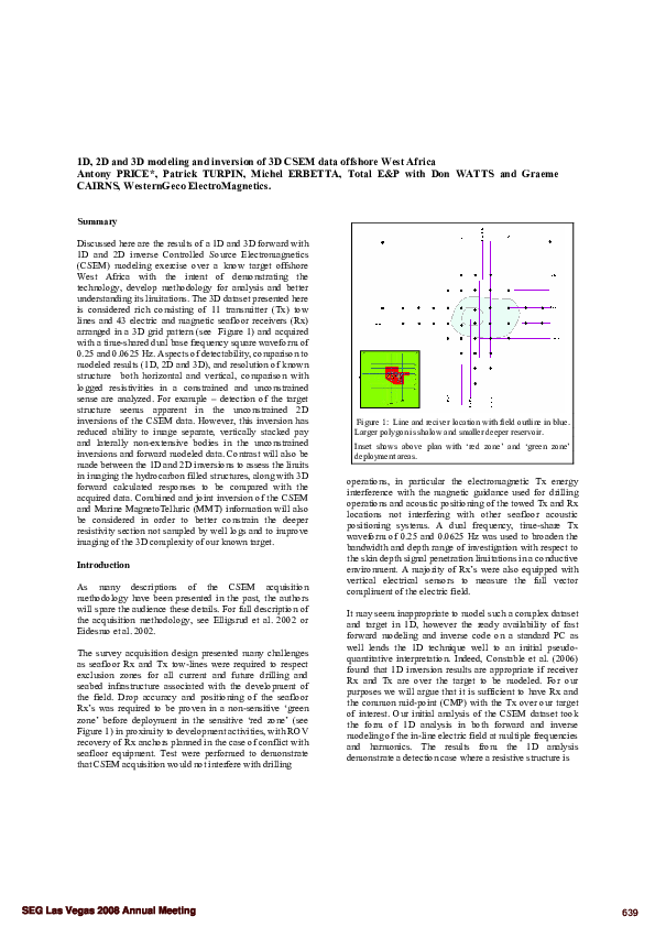 (PDF) 1D, 2D and 3D modeling and inversion of 3D CSEM data offshore West Africa