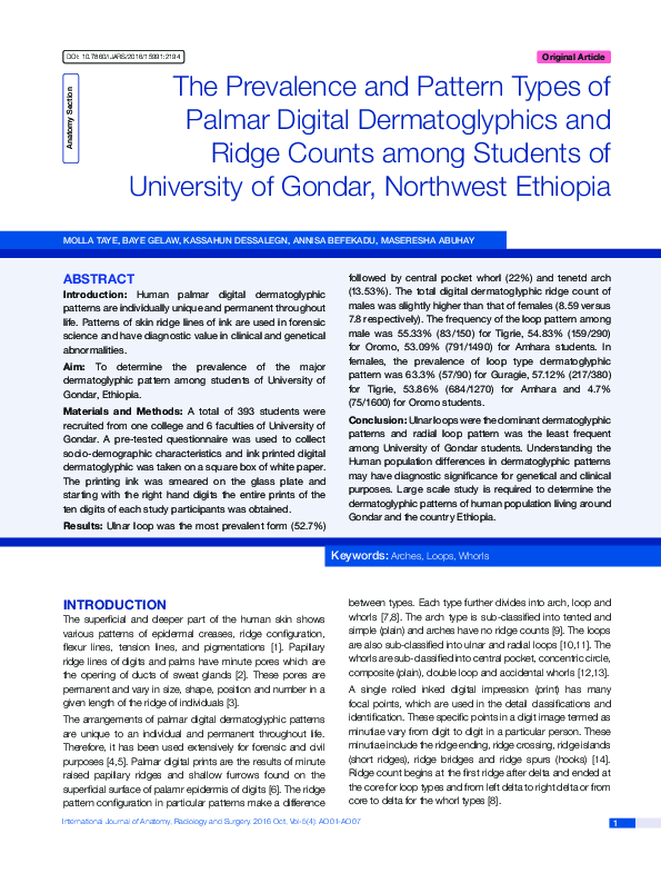 (PDF) The Prevalence and Pattern Types of Palmar Digital ...