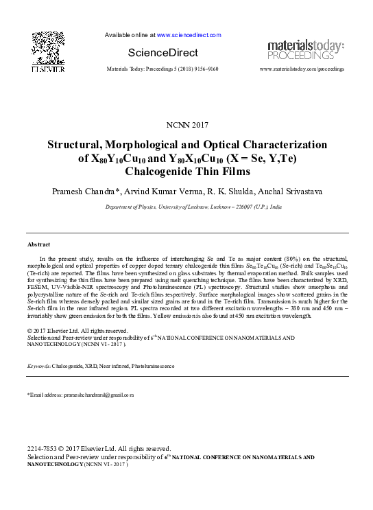 (PDF) Structural, Morphological, and Optical Characterisation of ZnO Nanostructures Fabricated ...