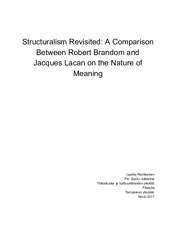 (PDF) Structuralism revisited : a comparison between Robert Brandom and ...