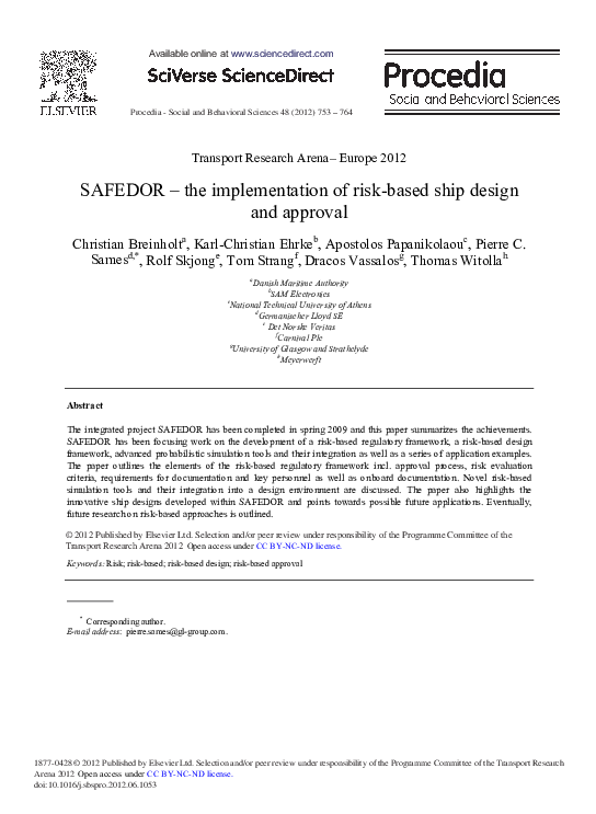 (PDF) SAFEDOR–The Implementation of Risk-based Ship Design and Approval
