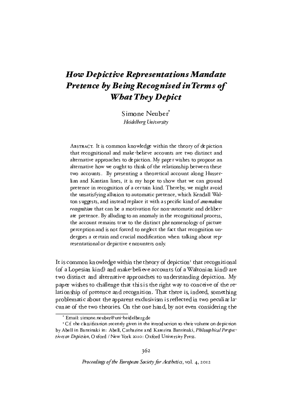 (PDF) How Depictive Representations Mandate Pretence by Being ...