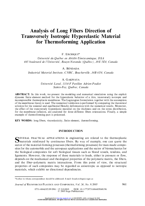 (PDF) Analysis of Long Fibers Direction of Transversely Isotropic Hyperelastic Material for ...