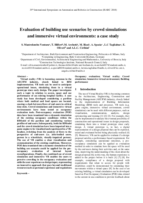 (PDF) Evaluation of Building Use Scenarios by Crowd Simulations and ...